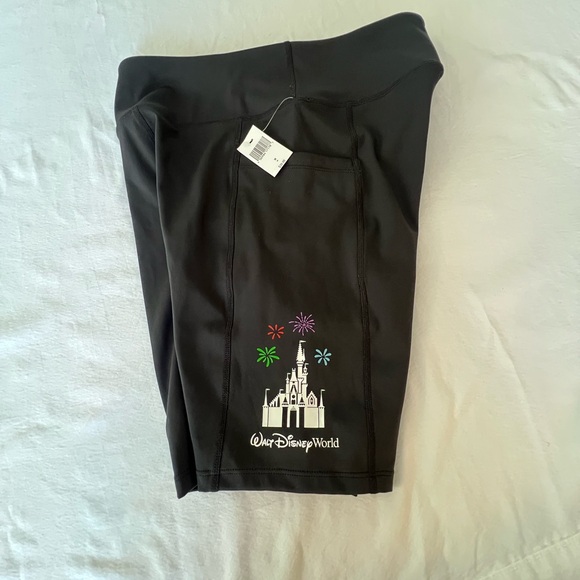 Disney | Shorts | Disney Womens Black Bike Shorts With Castle Design ...